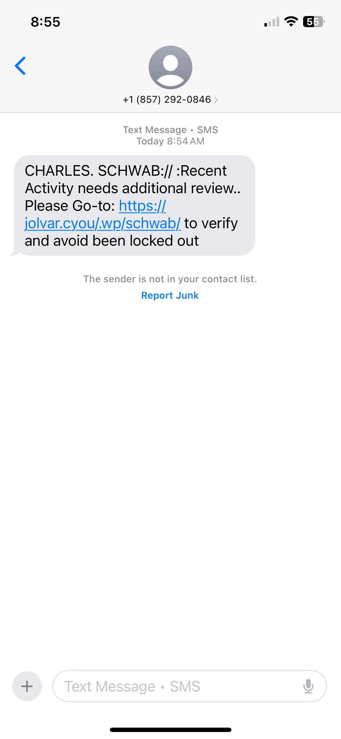 Charles Schwab Scam Text - First Unitarian Universalist RVA